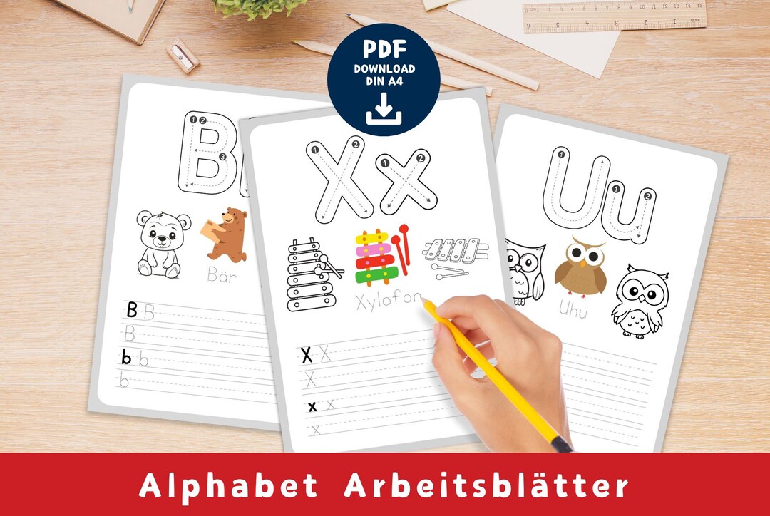 ABC Alphabet Worksheets / Learn to Write / PDF Printable Letters / Coloring Pictures - Etsy
