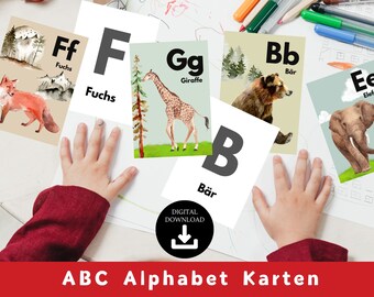 ABC Alphabet Cards Flashcards German Letters for Children preschool - Etsy