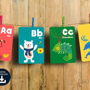 ABC Alphabet Karten Lernkarten Deutsche Buchstaben für | Etsy