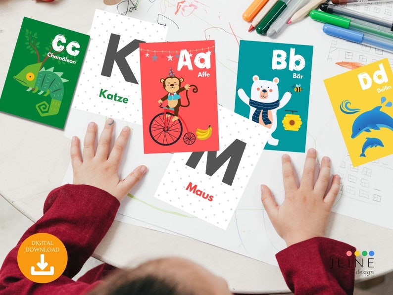 ABC Alphabet Maps Flashcards German Letters Children's - Etsy Ireland