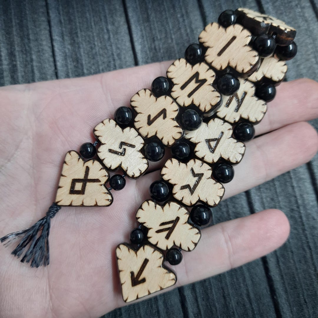 Chetki "futhark Runes" Wood+agat+kevlar, Flip Rosary Finger Training (SCU: 241006) - Etsy