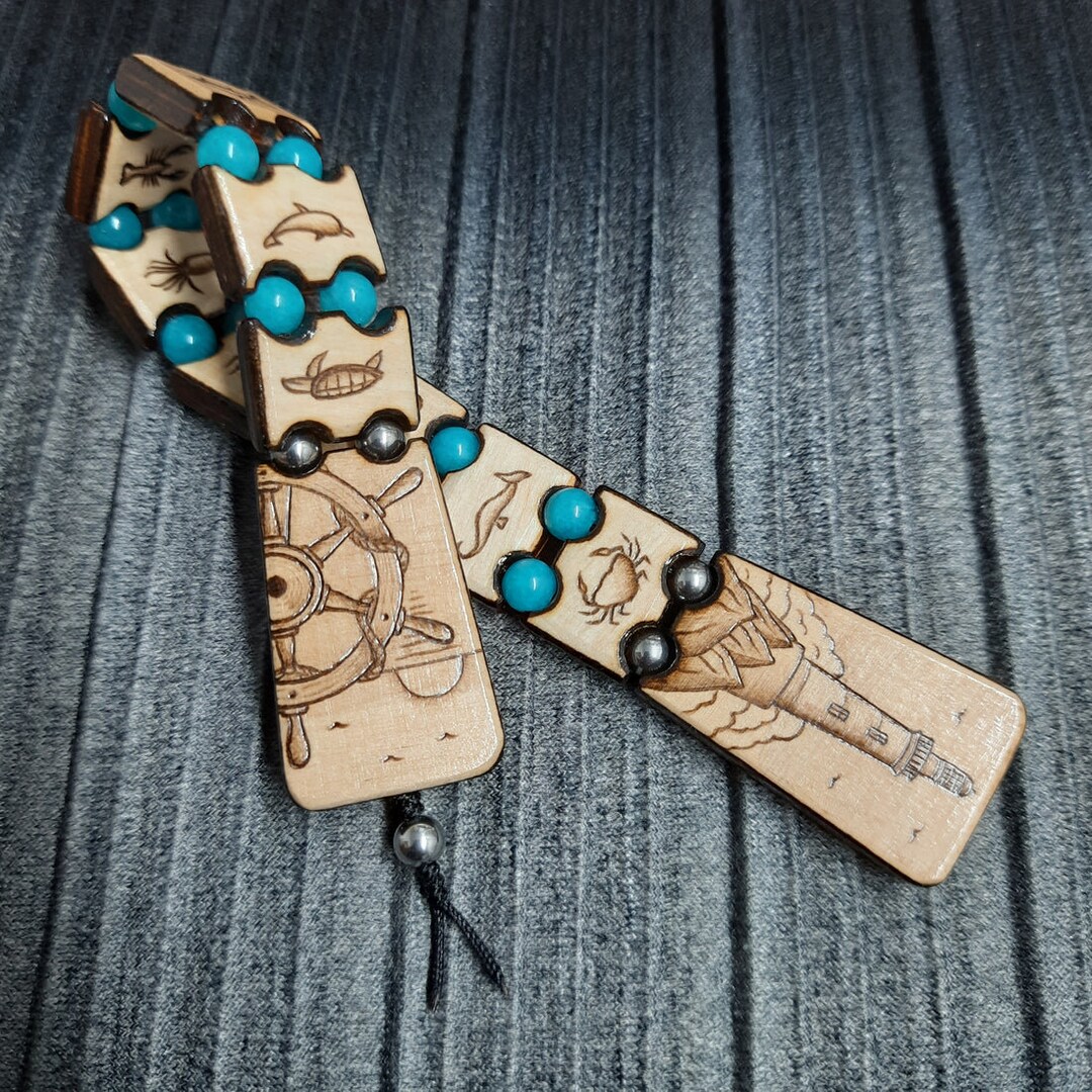 Chetki sea Traveler Wood steel aquamarin, Handmade, Rosary, Anti-stress ...