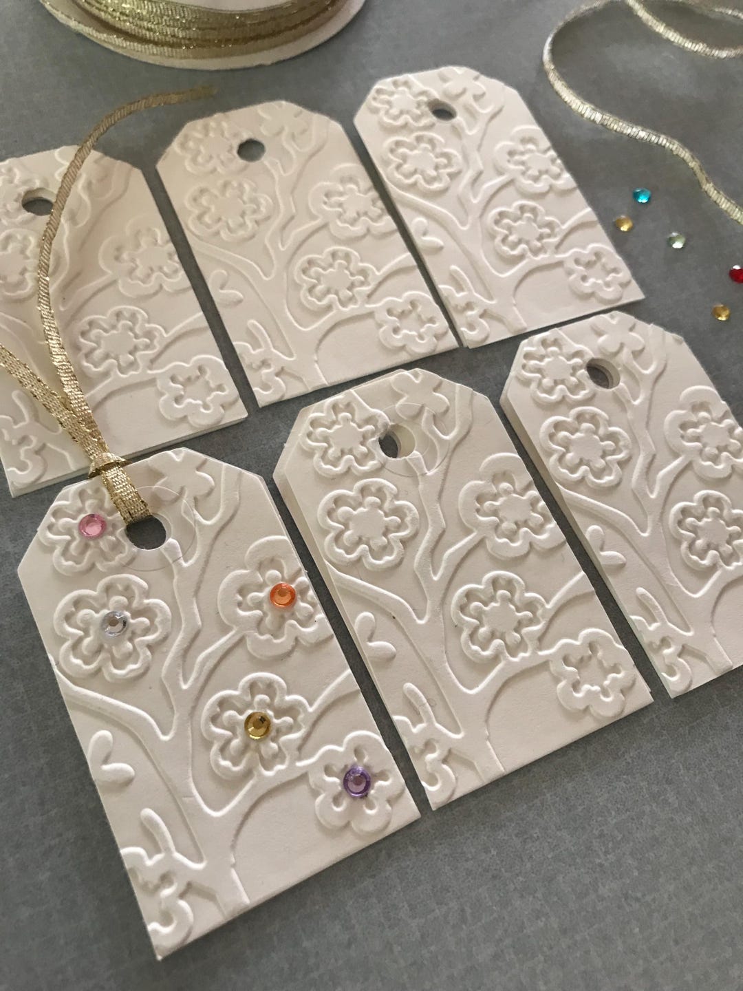 Floral Embossed Gift Tags - Etsy