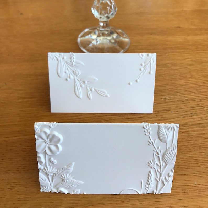 Wedding, Floral Embossed, Name Place Cards, Tent Style! - Etsy