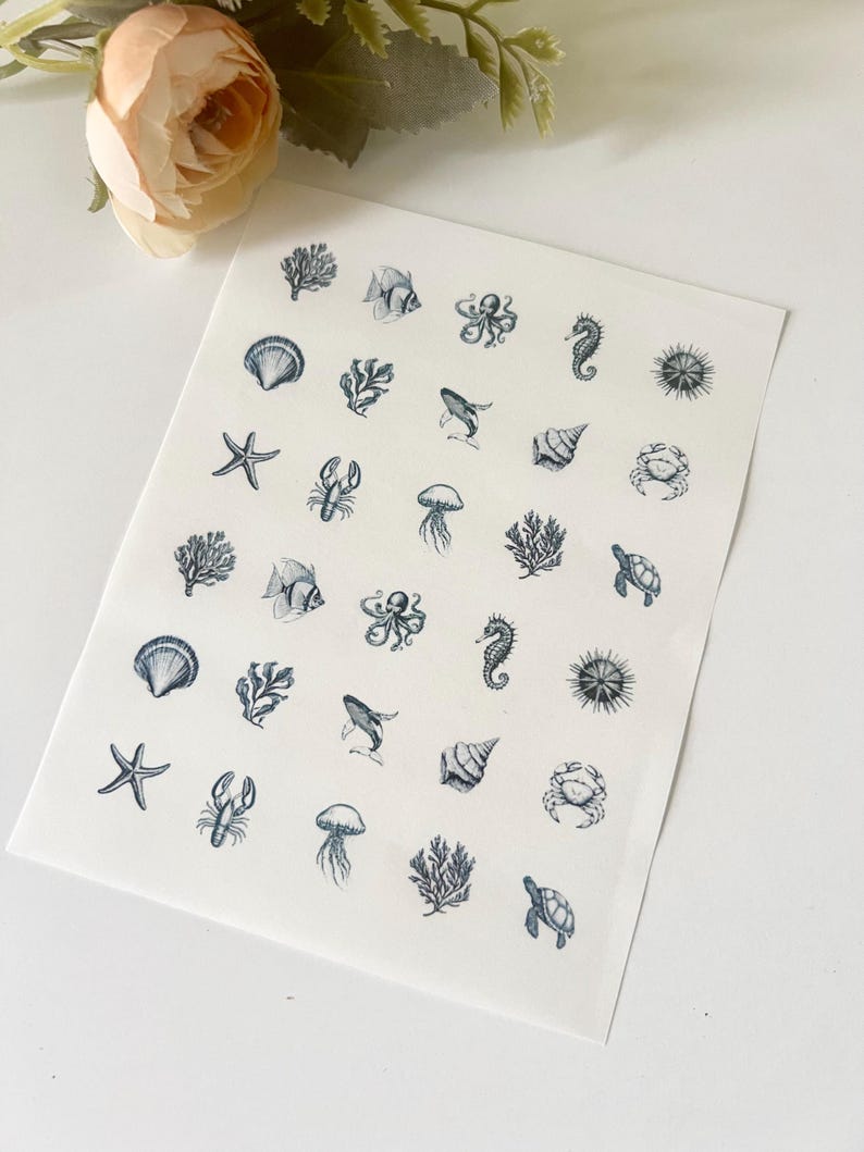 Deep Ocean Transfer Sheet: Marine Designs for Polymer Clay Jewelry - Etsy