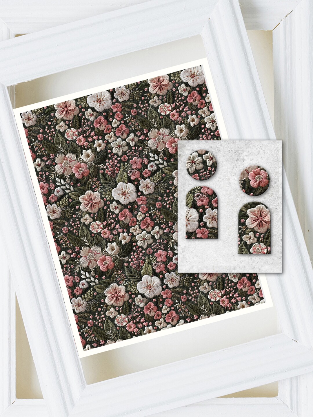 Embrodery Flowertransfer Sheets , Elegant Floral Pattern , Water ...