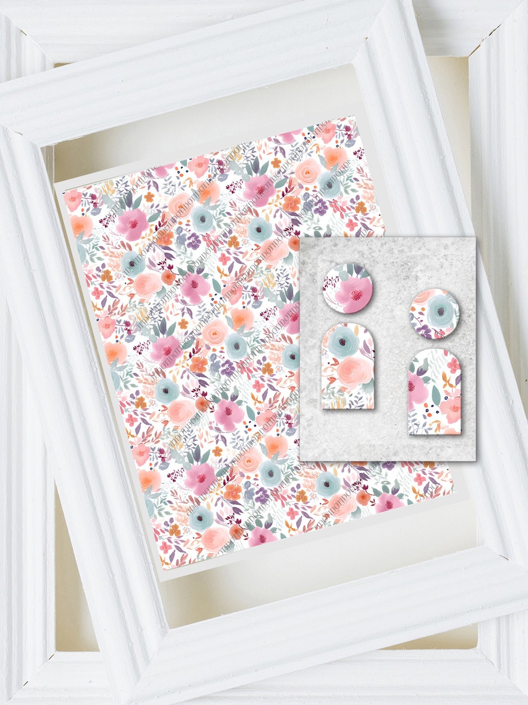Watercolor Pink Floral Paper Transfer Sheets | Little Pink Flowers ...