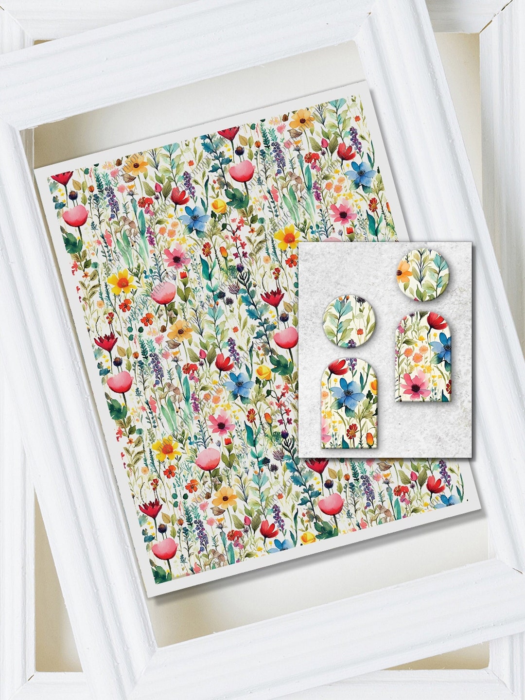 Wildflower Polymer Clay Transfer Sheets: Water Soluble Image (4”x 5 ...