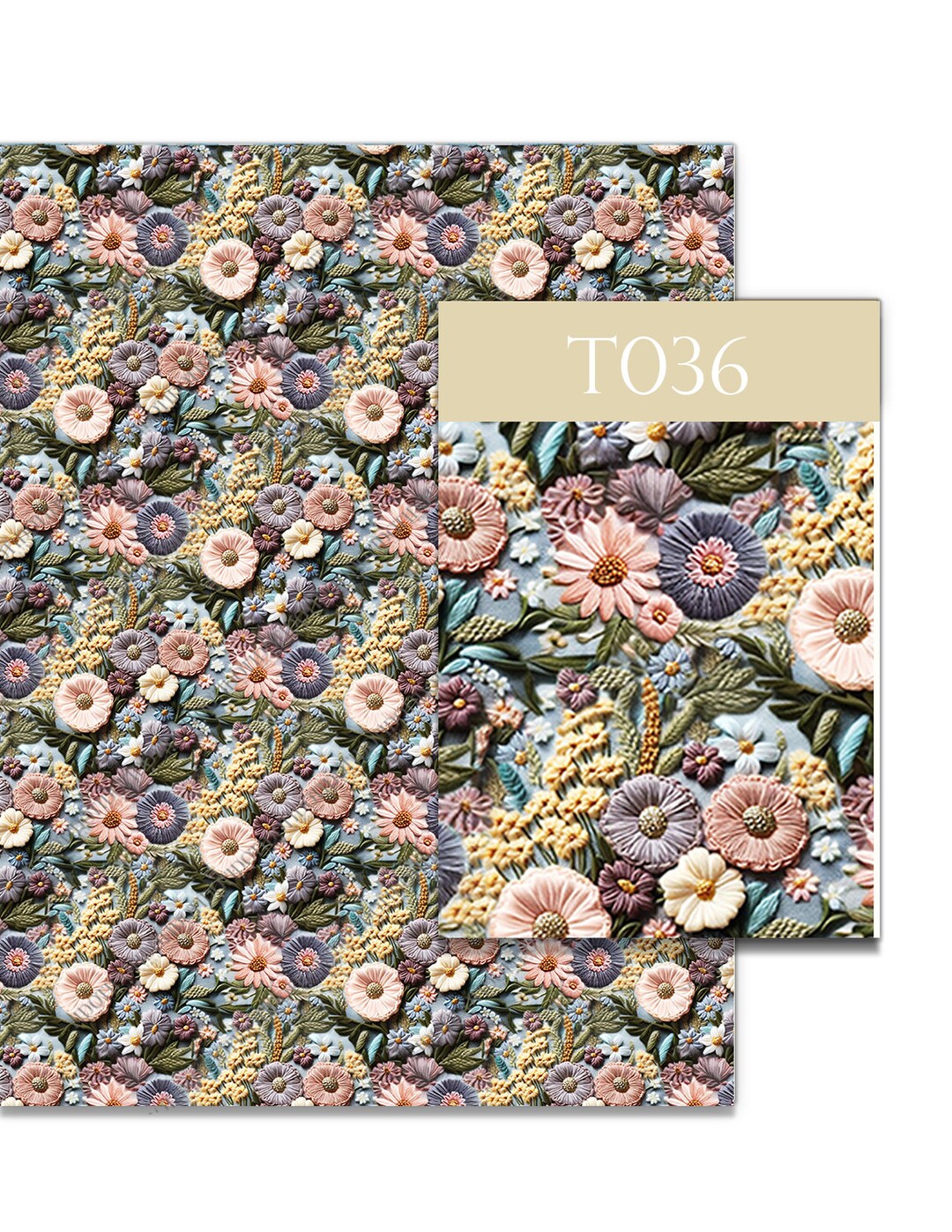 Floral Embroidery Transfer Sheets: Pink & Blue Flower Pattern - Etsy