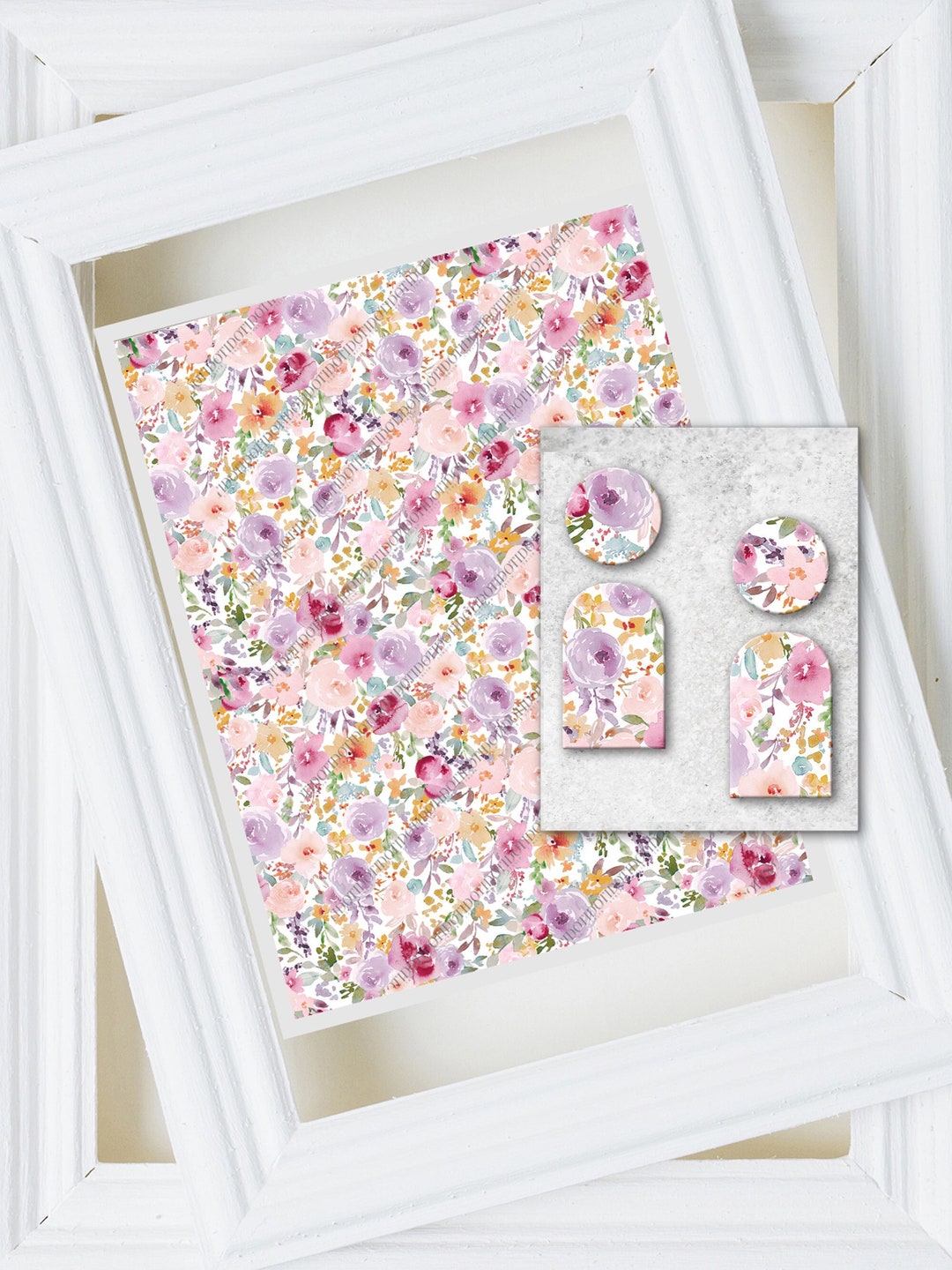 Watercolor Floral Image Transfer Sheet: Pink Flowers, Clay Transfers - Etsy