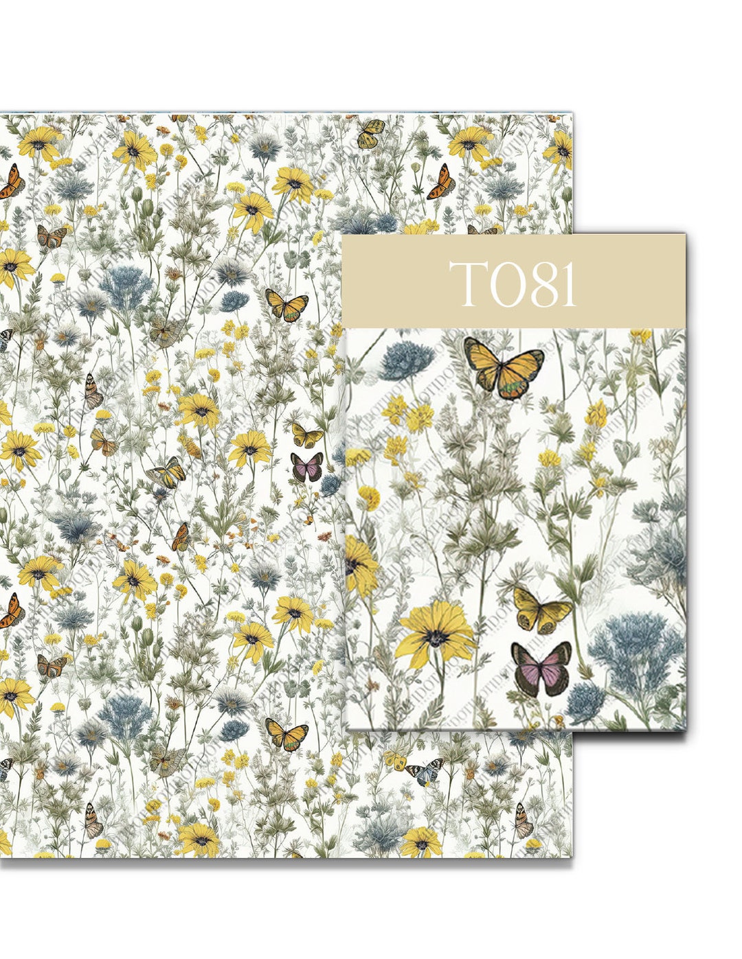 Butterfly Clay Transfer Sheets Paper | Yellow Blu Wildflower | Water ...