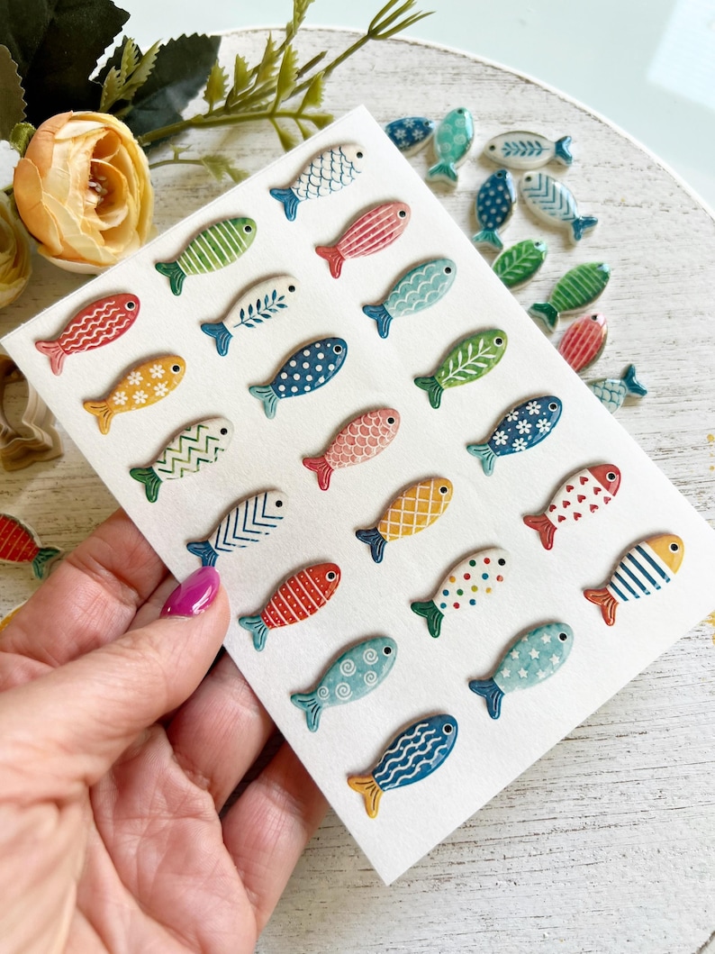 Fish Transfer Sheet for Polymer Clay Earrings, Coastal Fish Pattern ...