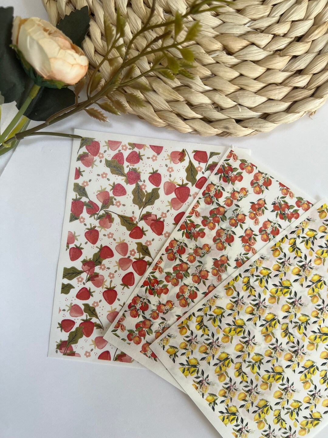 Summer Fruit Transfer Sheets lemons Oranges Citrus Strawberries Water ...