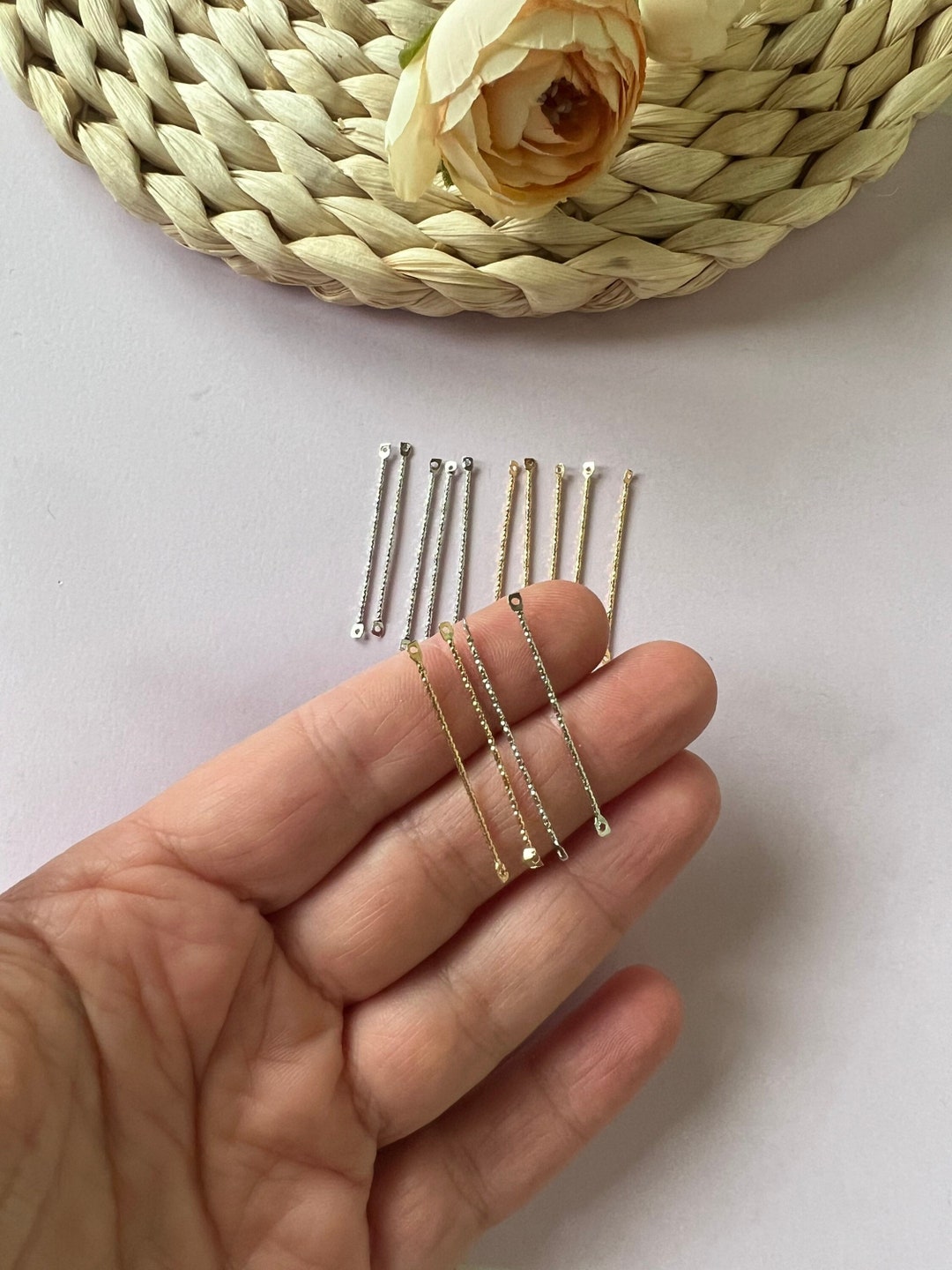 Diamond Texture Brass Connector (6 Pcs) - 36x2mm Jewelry Findings - Etsy