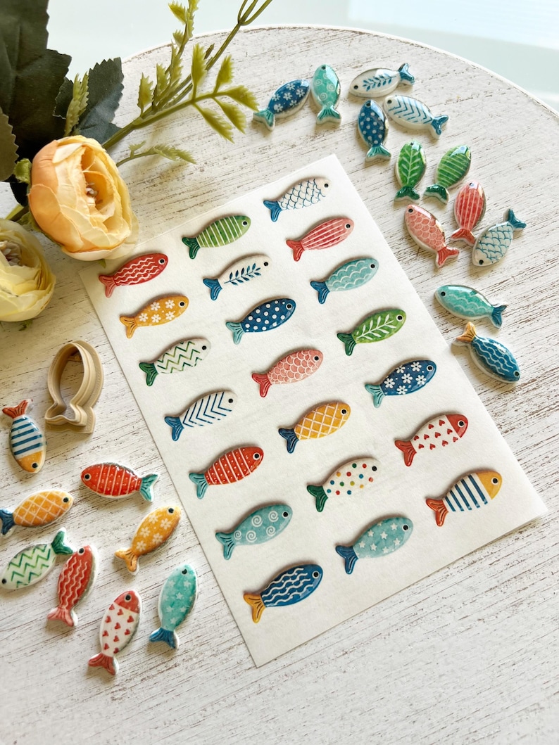 Fish Transfer Sheet for Polymer Clay Earrings, Coastal Fish Pattern ...