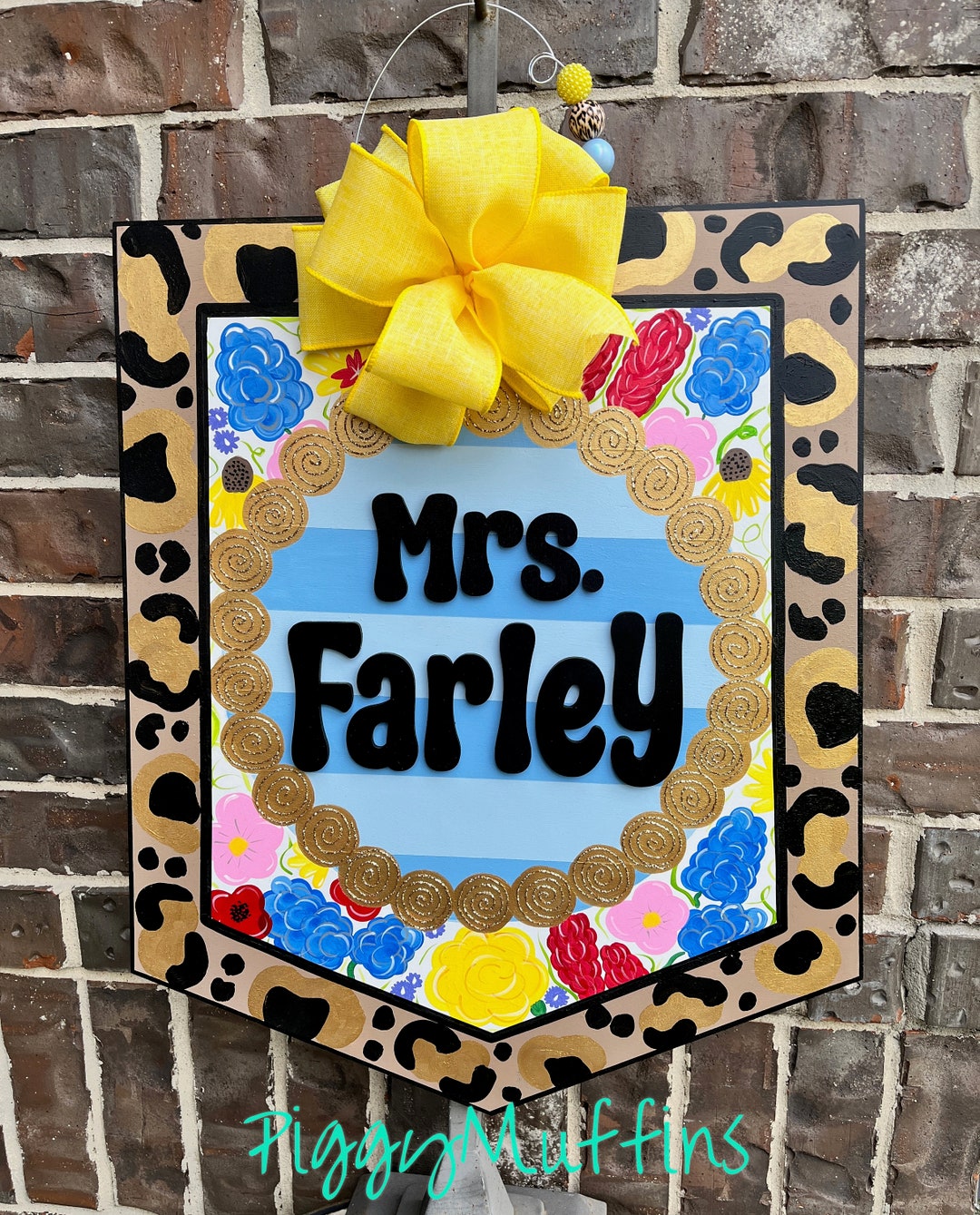 All Occasion Door Hanger - Floral Leopard Cheetah Print Door Hanger ...