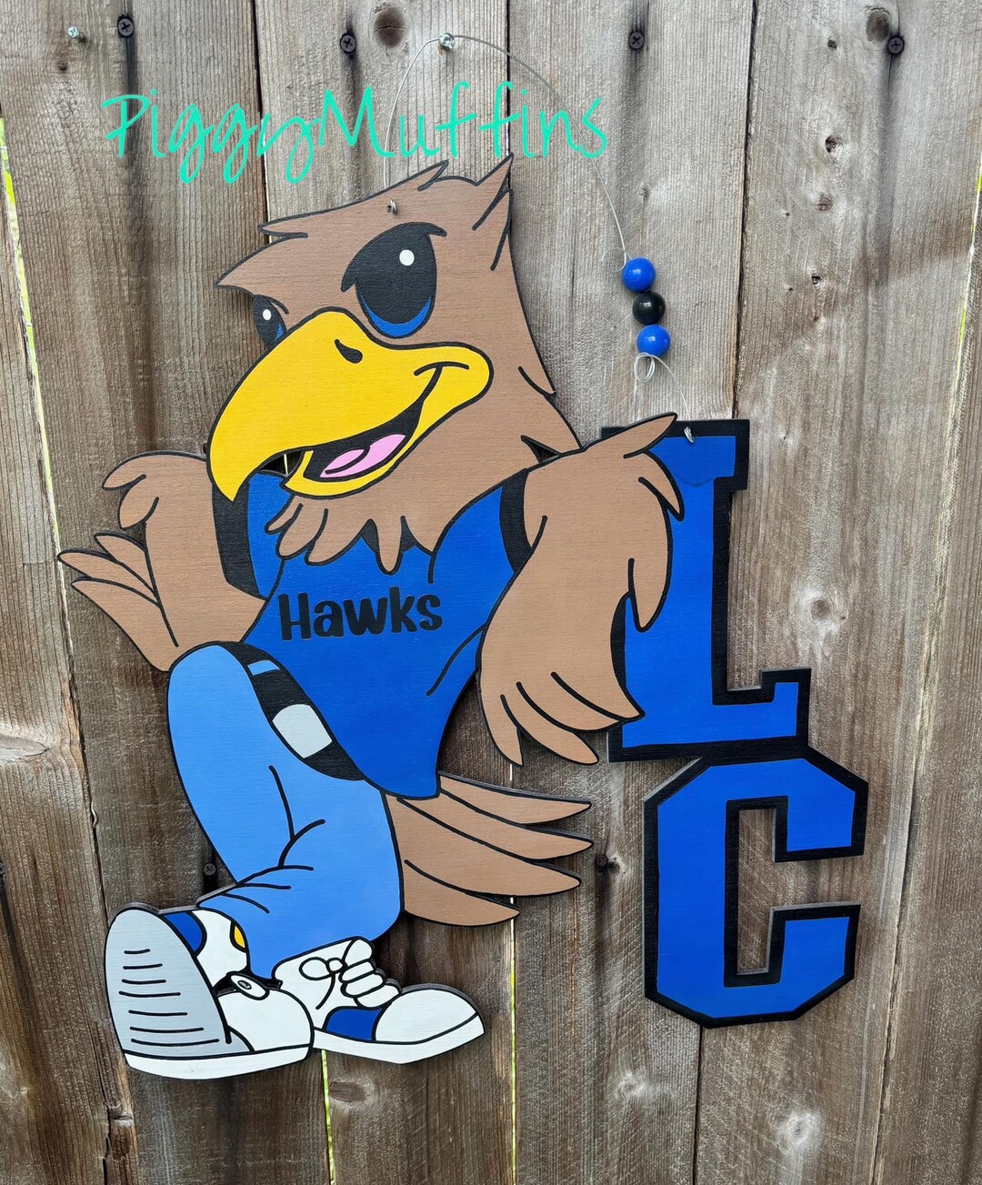 Hawks Mascot Door Hanger Custom Mascot Door Hanger Sports Door Hanger ...