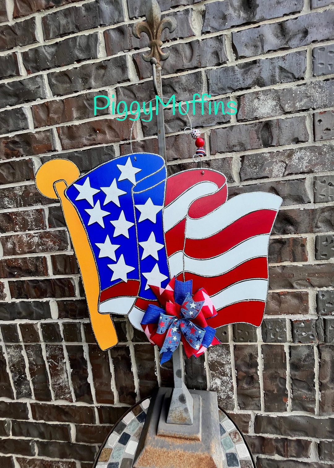 American Flag Door Hanger | America Memorial Day Fourth of July ...