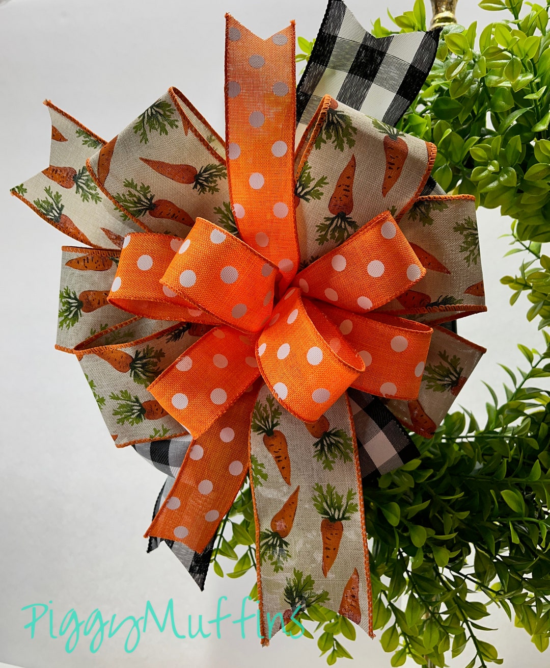 Carrot Easter Bow , Buffalo Plaid Easter Bow , Farmhouse Easter Bow ...