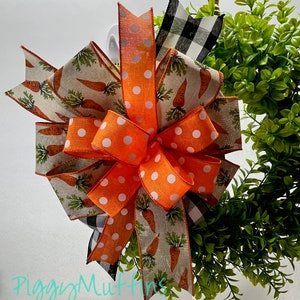 Carrot Easter Bow , Buffalo Plaid Easter Bow , Farmhouse Easter Bow ...