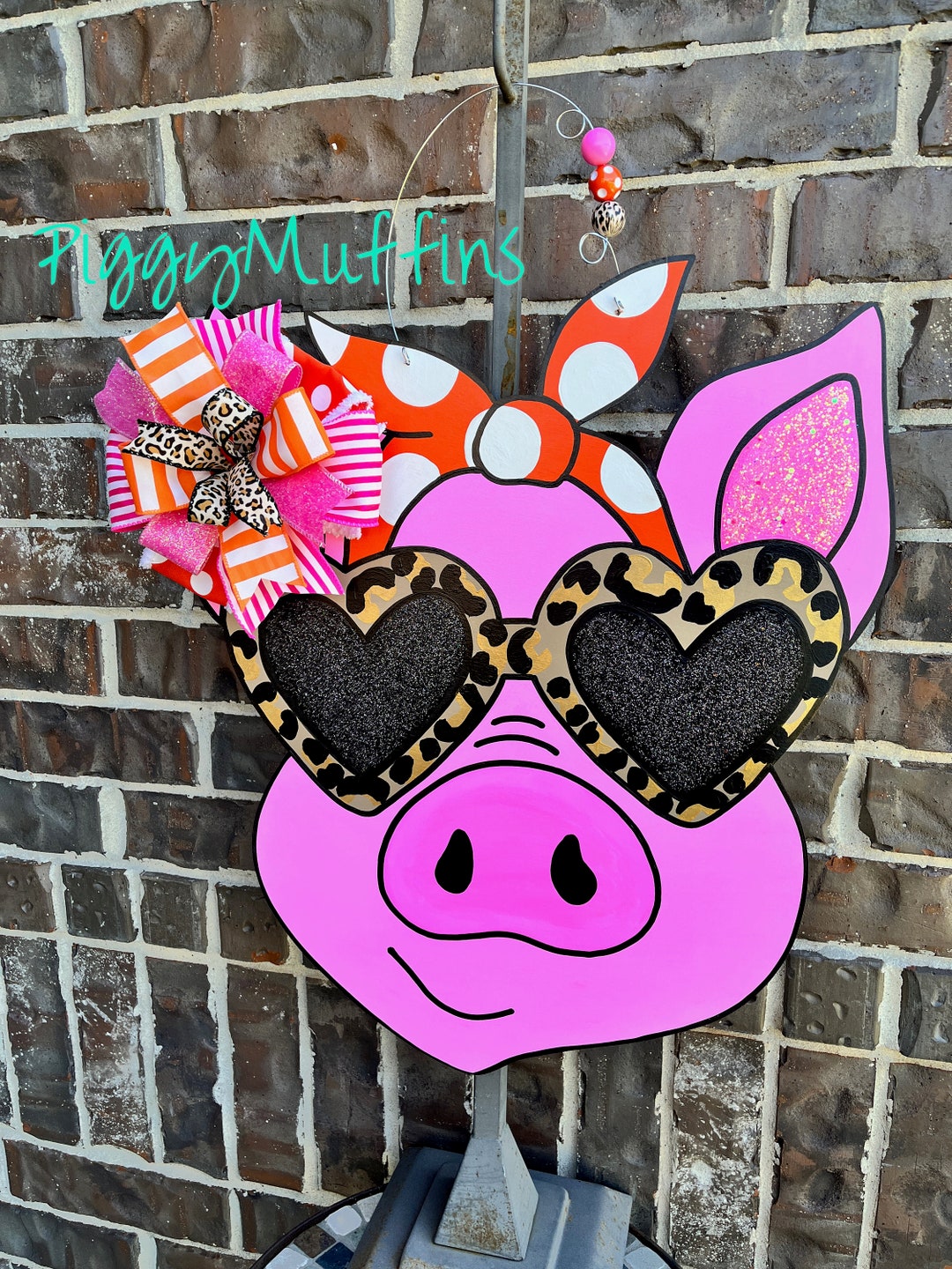 Pig Door Hanger | Cutepig With Bandana | Door Hanger| Door Hanger - Etsy
