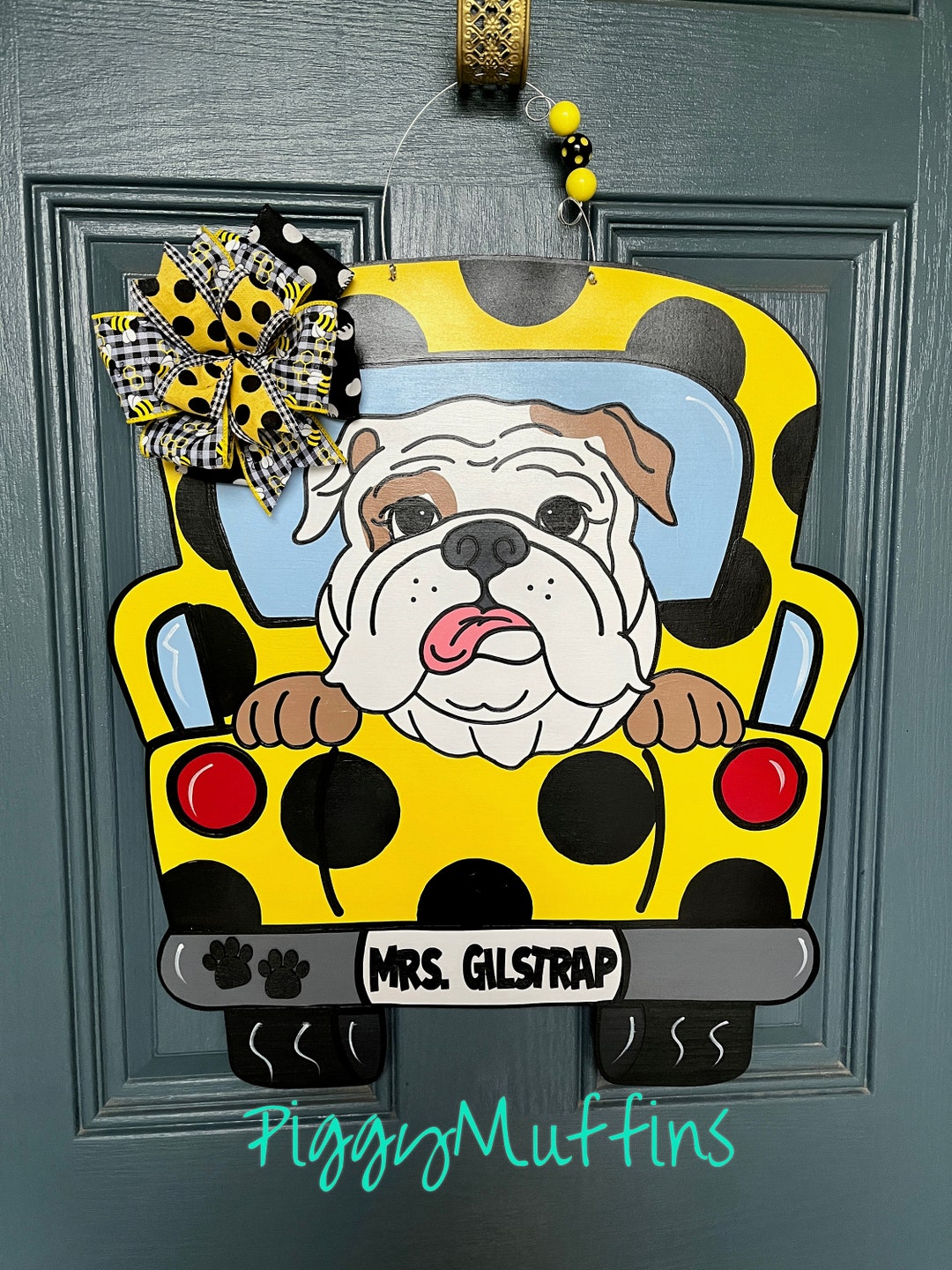 English Bulldog Door Hanger, Cute English Bulldog Door Hanger, Dog Door ...