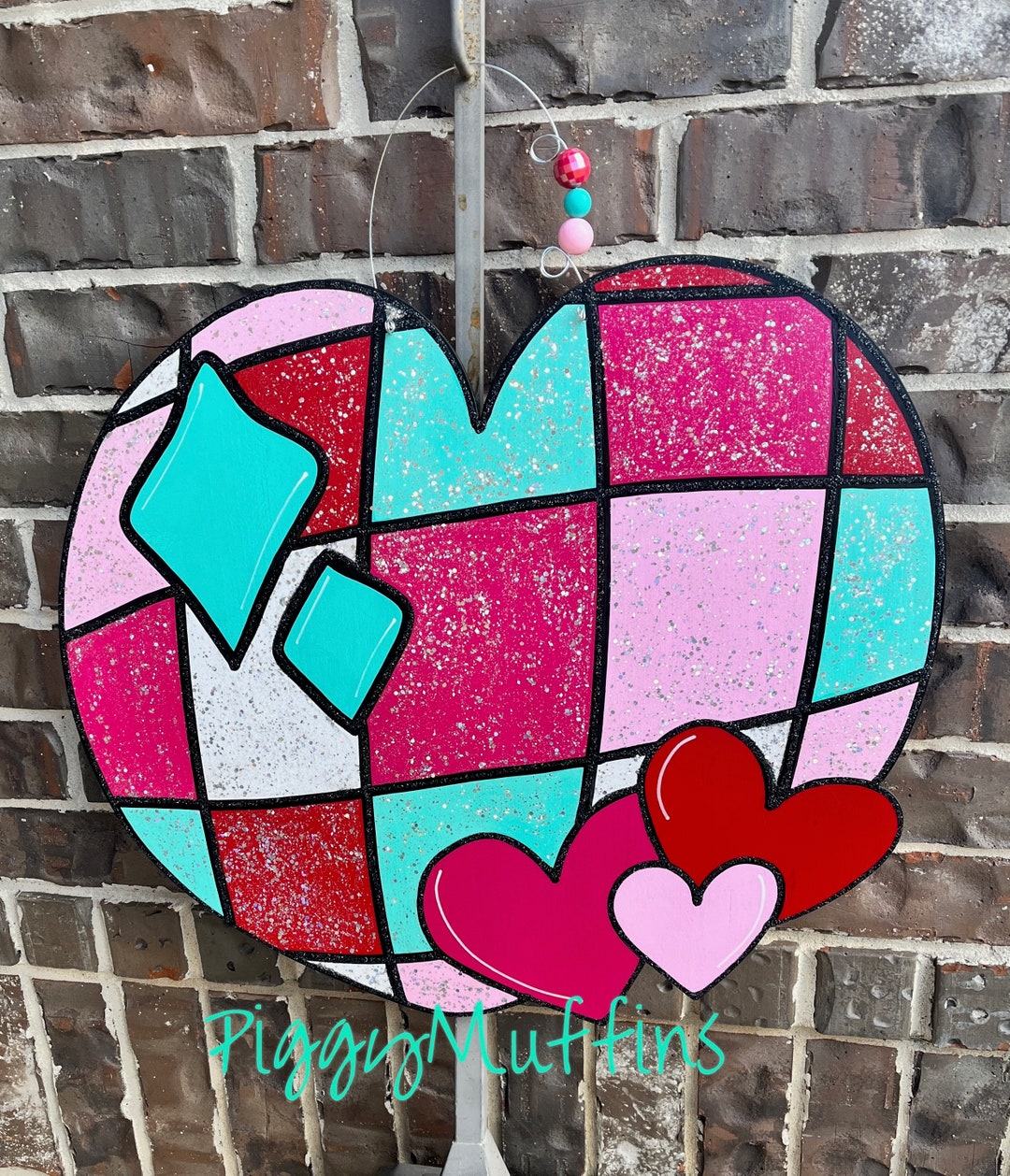 Mirrorball Heart Valentine Door Hanger: Disco Ball Deco - Etsy