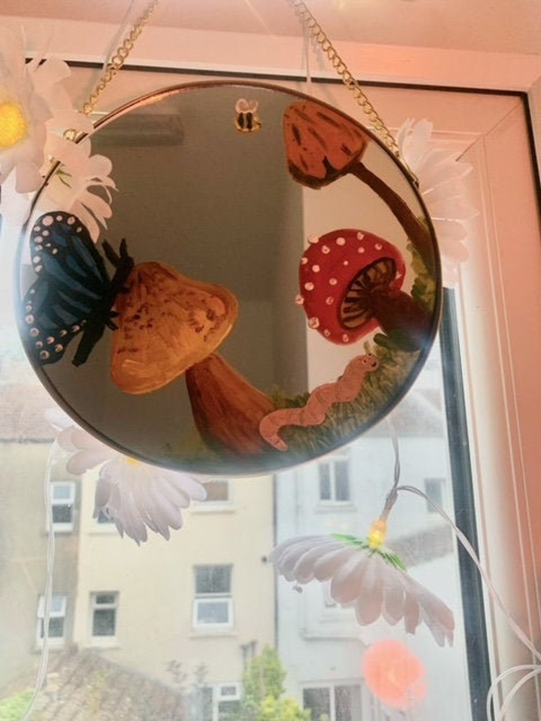 Handpainted Enchanted Toadstool Circle Chain Mirror - Etsy
