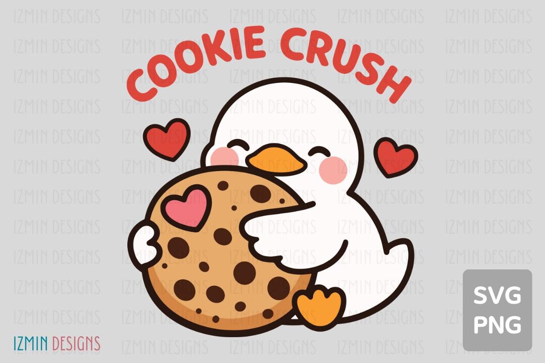 Cookie Crush Duck Valentine SVG PNG Love Cookie Design - Etsy
