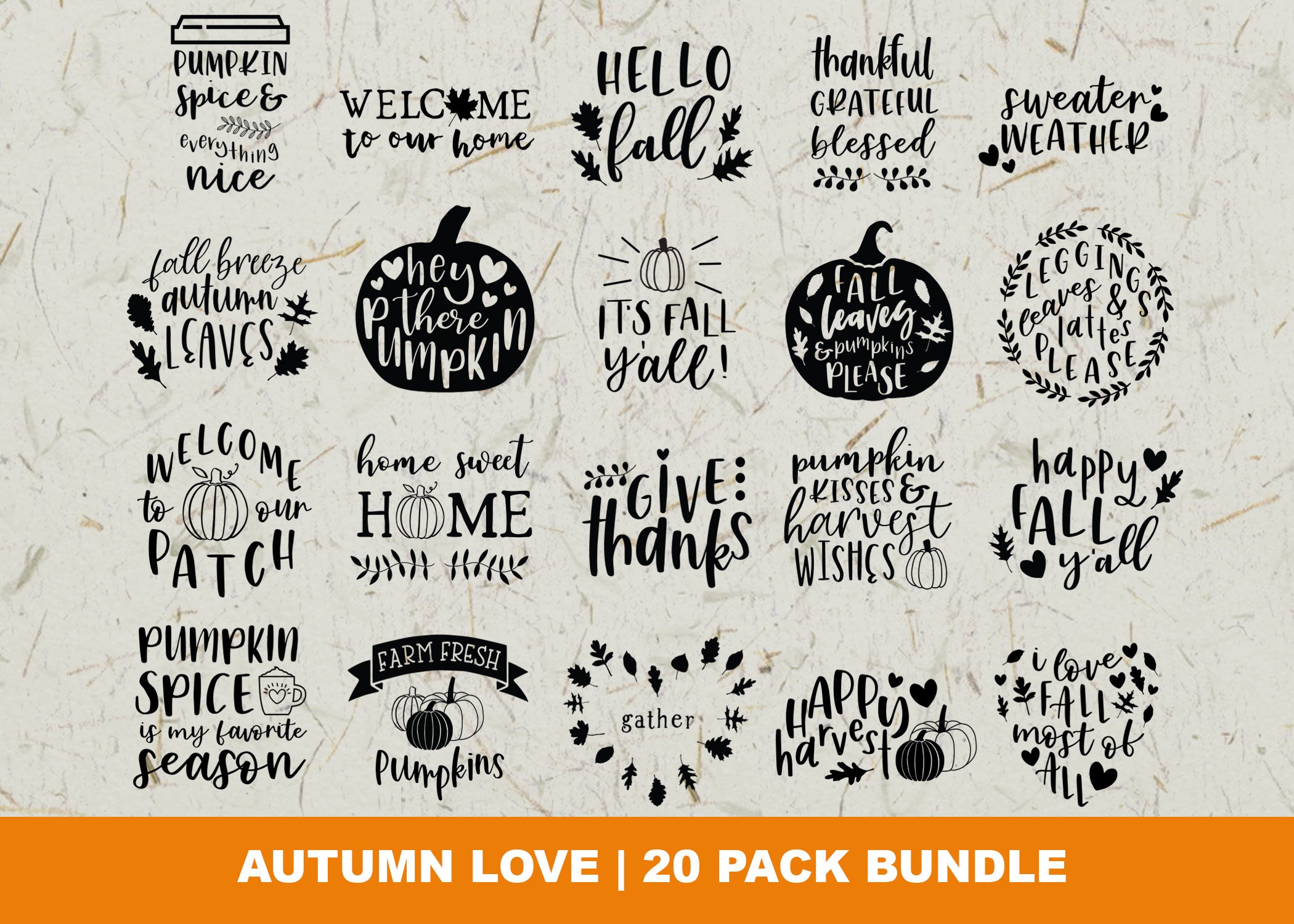 Happy Fall SVG Bundle Autumn Svg Harvest Svg Fall Welcome | Etsy