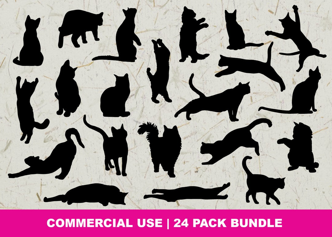 Cat SVG Bundle, Cat Playing Clip Art, Cat Poses Stretching Svg, Kitten ...