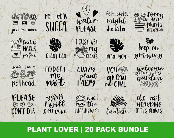 Plant Lover SVG Bundle, Plant Quotes Svg, Plant Mom Svg, Crazy Plant ...