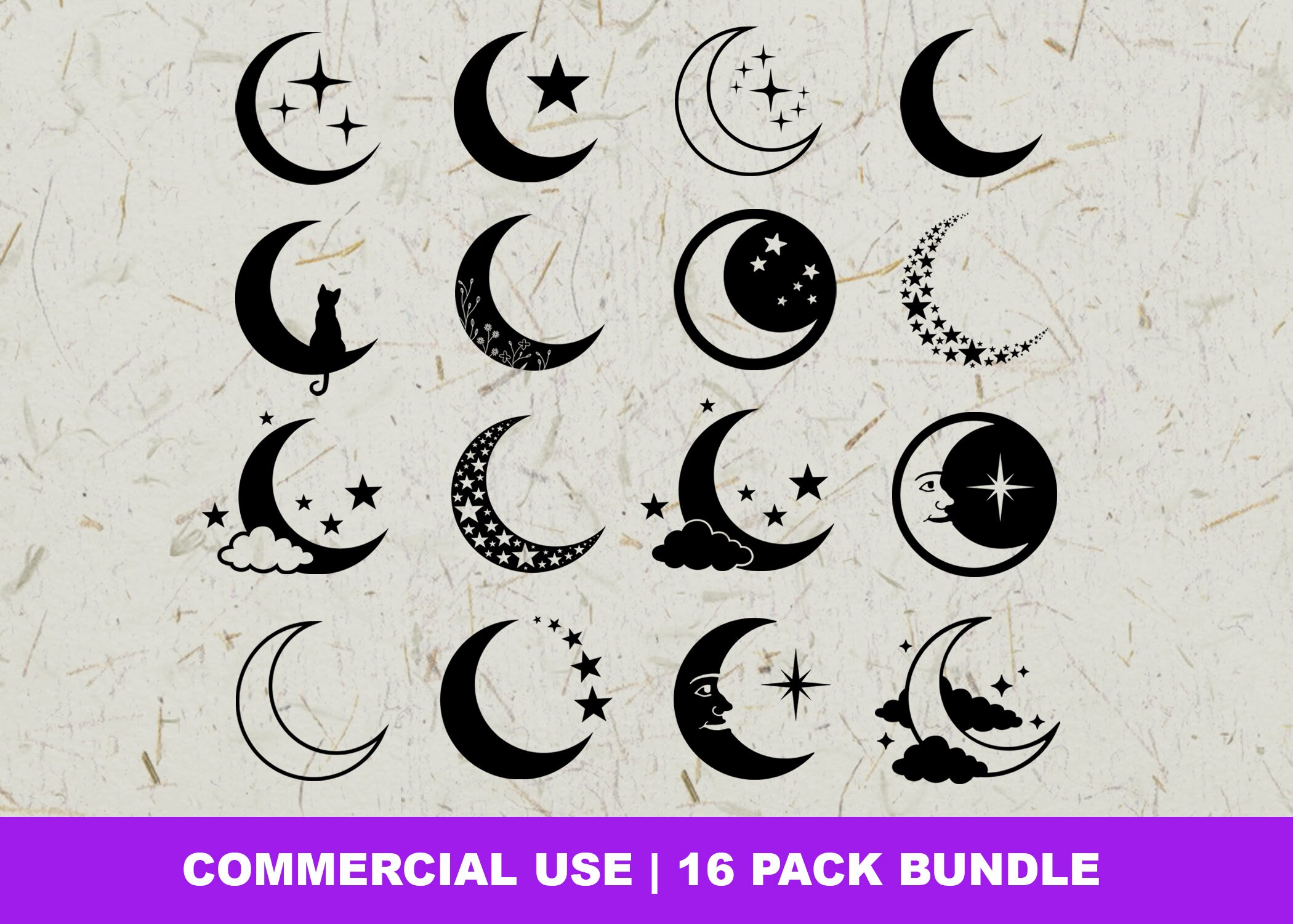 Mond und Sterne SVG Bundle Boho Mond Svg Wolken Mond Svg | Etsy