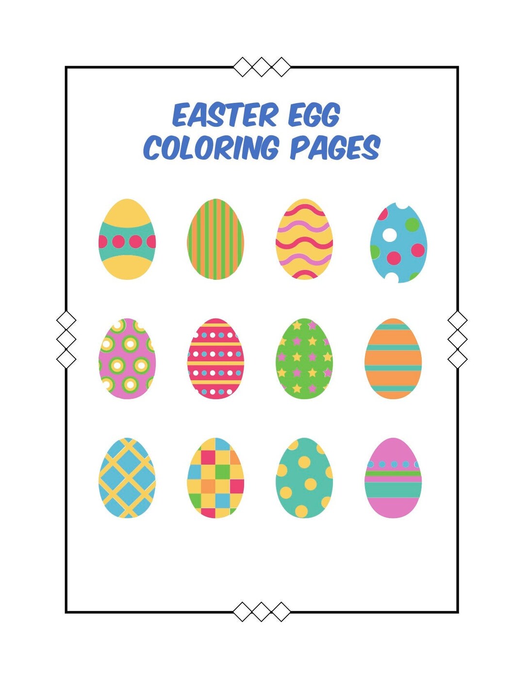 Easter Egg Coloring Pages- Coloring Book - Etsy