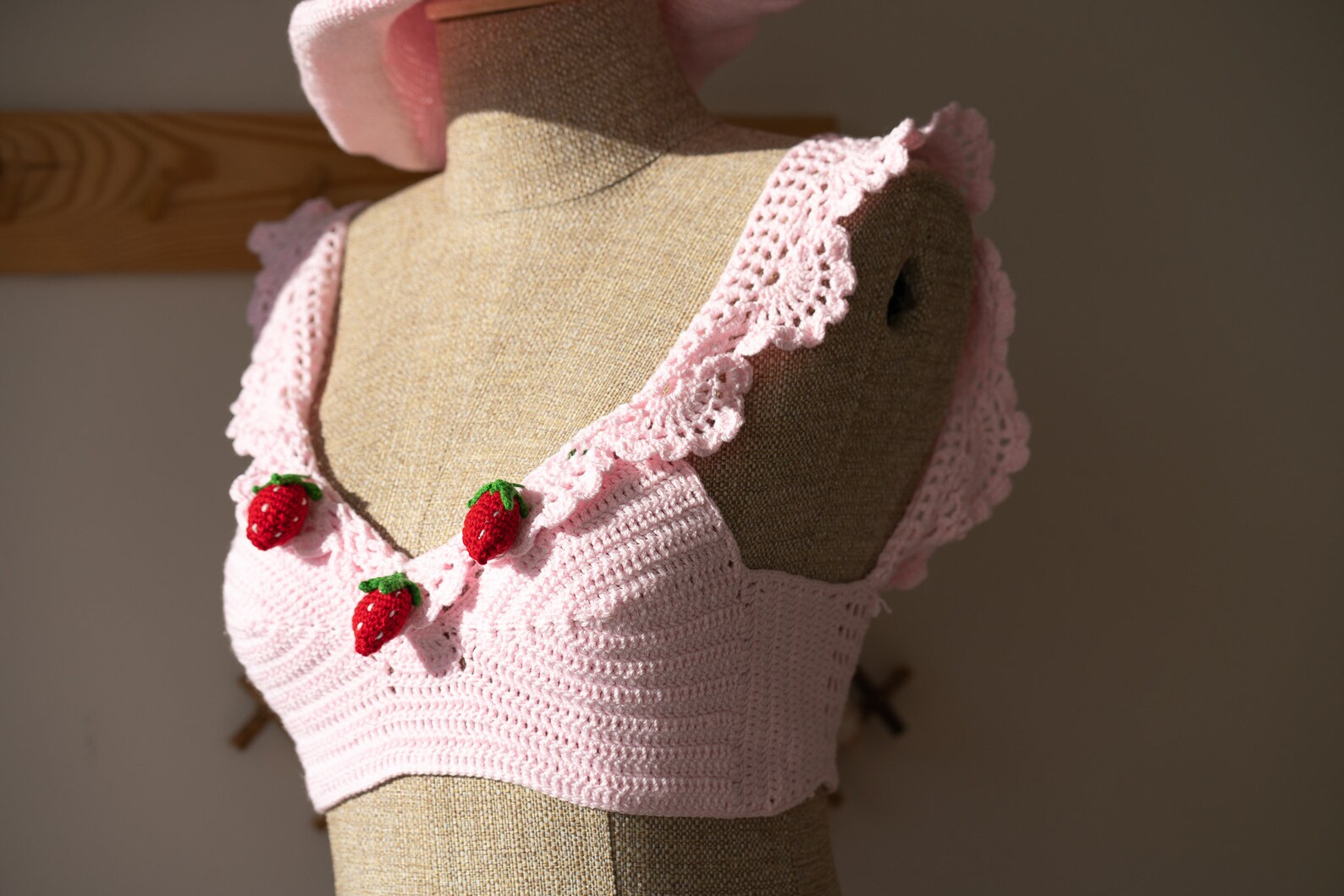Strawberry Crochet Top Crop Pink Summer Blouse Handmade | Etsy