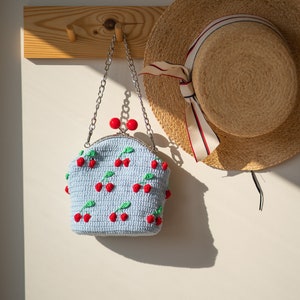 Crochet Cherry Handbag: Handmade Cotton Shoulder Clutch - Etsy