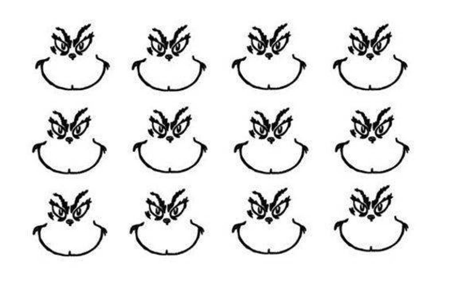 Set of 12 Grinch Face Decals grinch Face Stickers DIY | Etsy