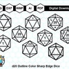 All D20 Faces Vector Bundle, D20 SVG, Polyhedral Sharp Edge Dice SVG ...