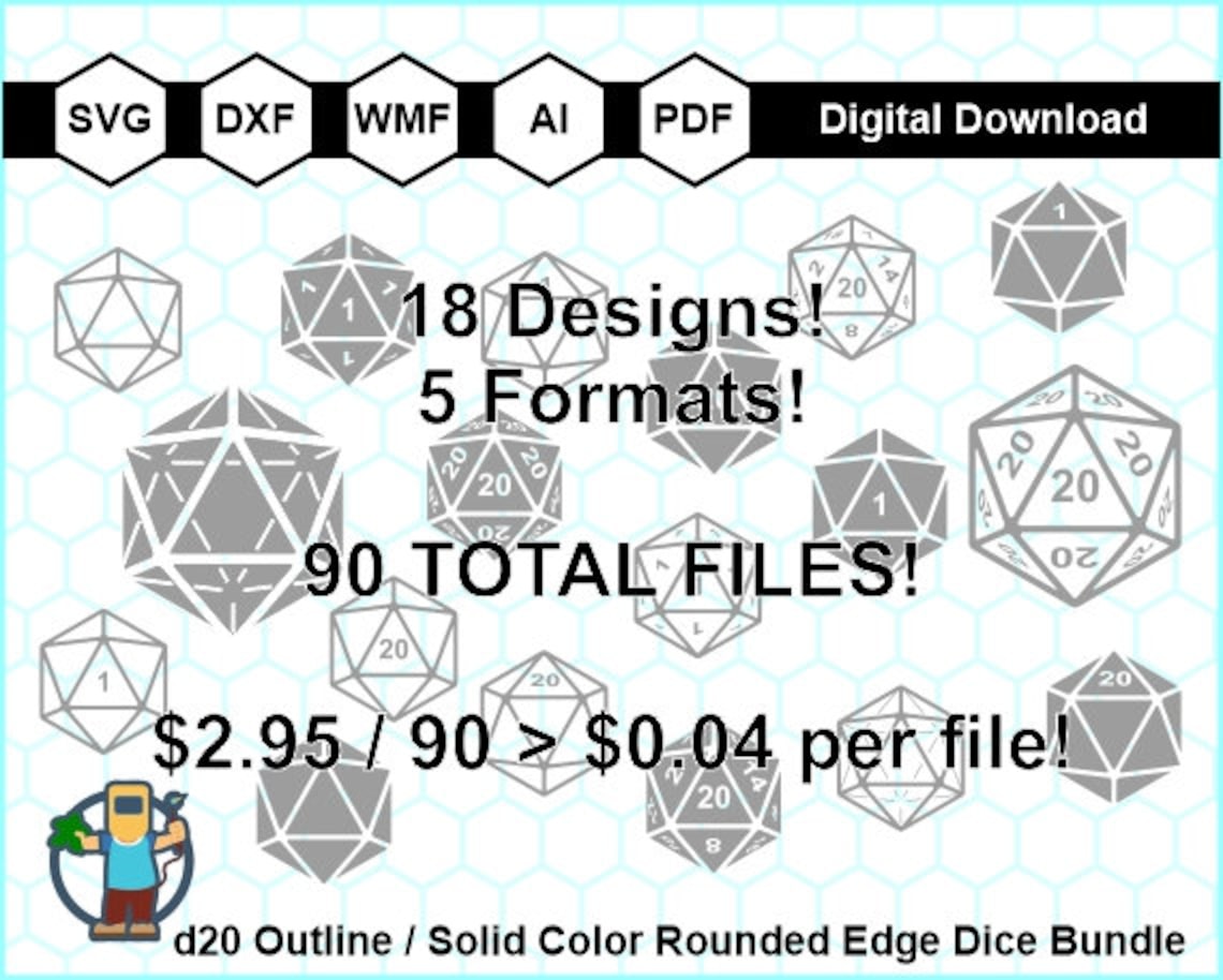D20 Vector Bundle D20 Svg Polyhedral Rounded Edge Dice Svg - Etsy