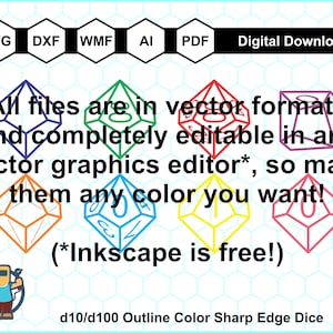 D10 and D100 Vector Dice SVG, Polyhedral Dice SVG, Cricut Cut Files ...