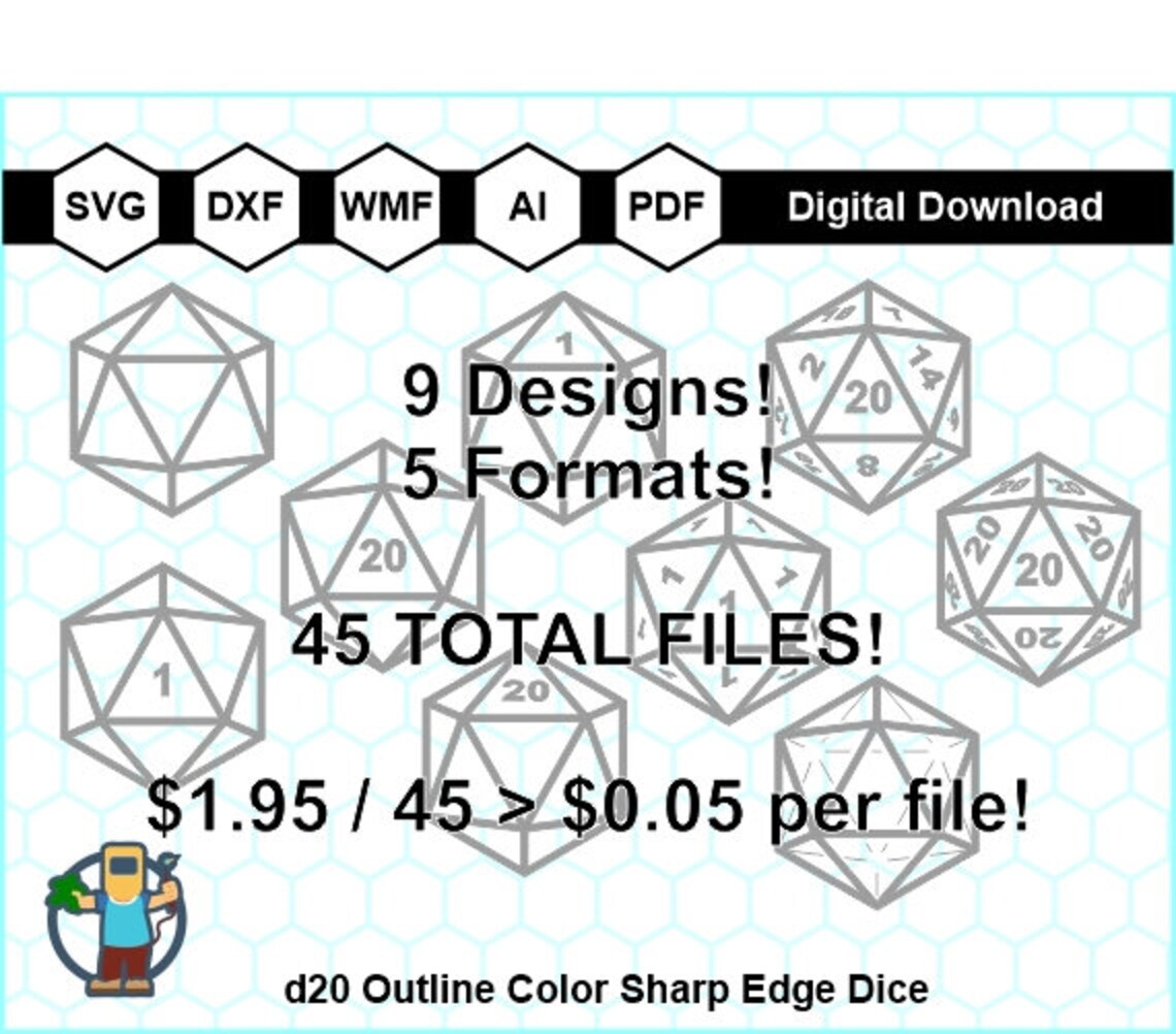 D20 Vector D20 Svg Polyhedral Dice Svg Cricut Cut Files | Etsy