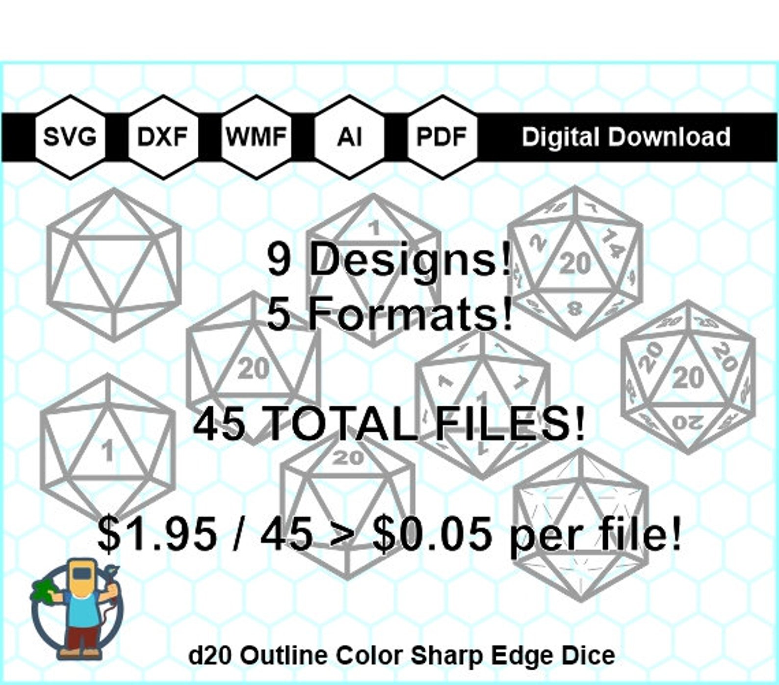 D20 Vector D20 Svg Polyhedral Dice Svg Cricut Cut Files | Etsy