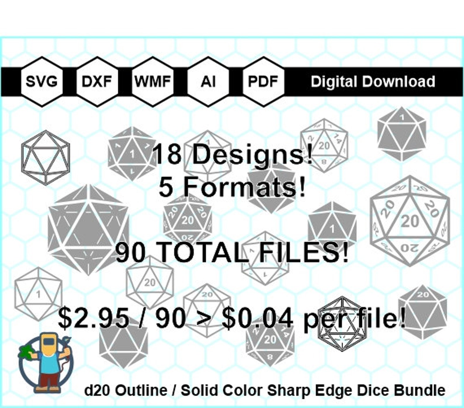 D20 Vector Bundle, D20 Svg, Polyhedral Dice Svg, Cricut Cut Files, RPG ...
