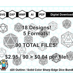 D20 Vector Bundle, D20 Svg, Polyhedral Dice Svg, Cricut Cut Files, RPG ...