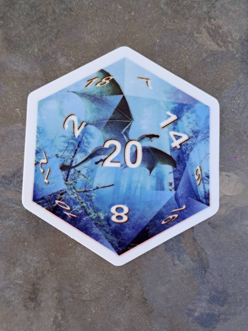 Beautiful Dragon Inside a 3D Looking D20 Sticker. Great Roleplayer Gift ...