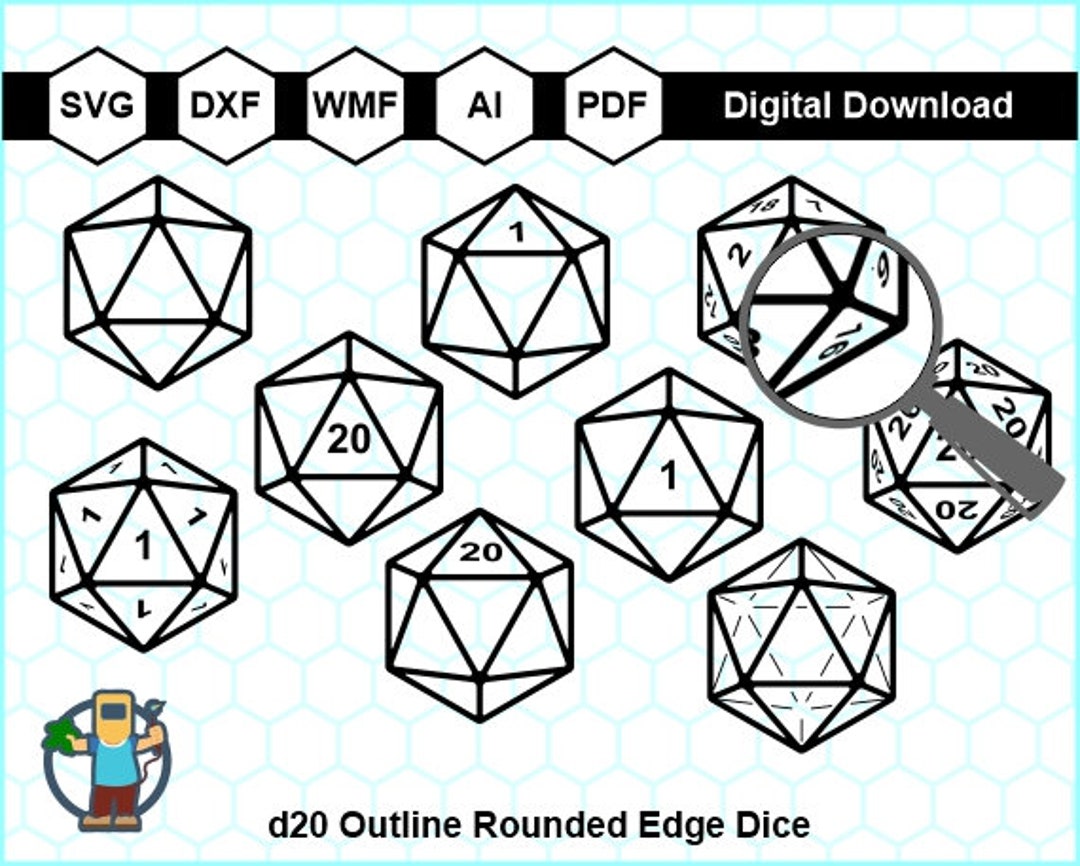 D20 Vector, D20 Svg, Polyhedral Dice Svg, Cricut Cut Files, RPG D&D D20 ...