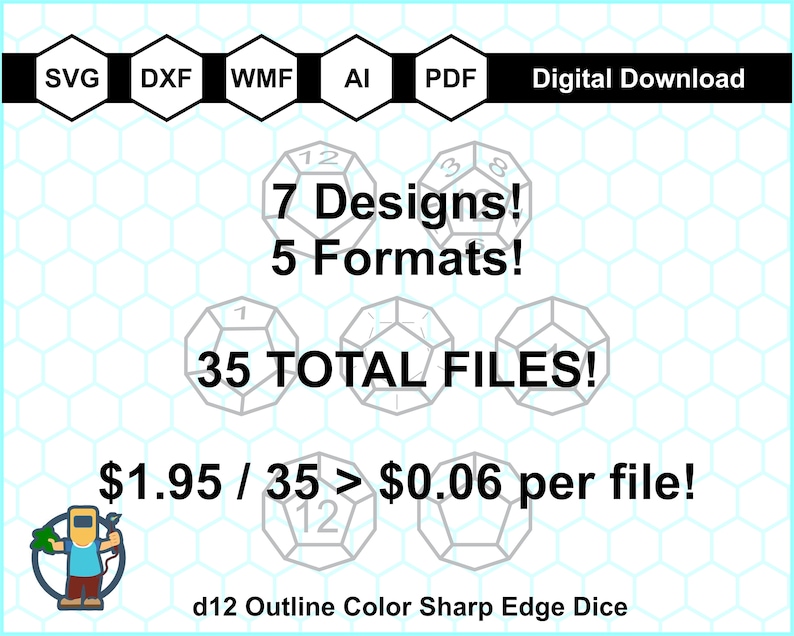 D12 Vector, D12 Svg, Polyhedral Dice Svg, Cricut Cut Files, RPG D&D D12 ...