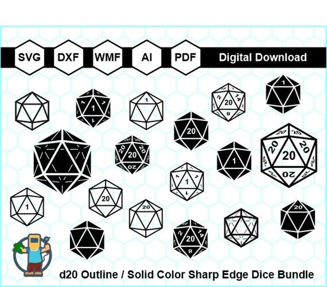 D20 Vector Bundle, D20 Svg, Polyhedral Dice Svg, Cricut Cut Files, RPG ...
