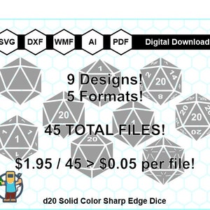 D20 Vector, D20 Svg, Polyhedral Dice Svg, Cricut Cut Files, RPG D&D D20 ...