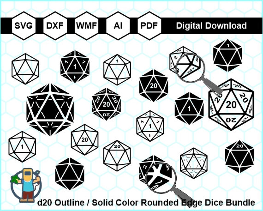 D20 Vector Bundle, D20 Svg, Polyhedral Rounded Edge Dice Svg, Cricut ...